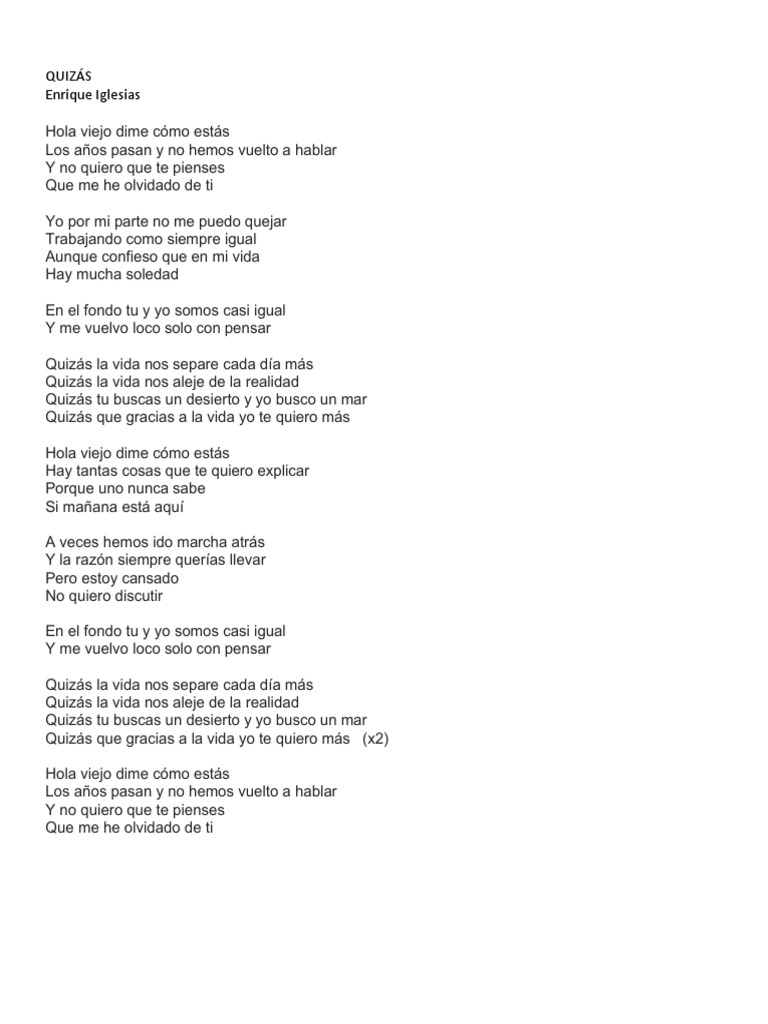 QUIZÁS Enrique Iglesias | PDF