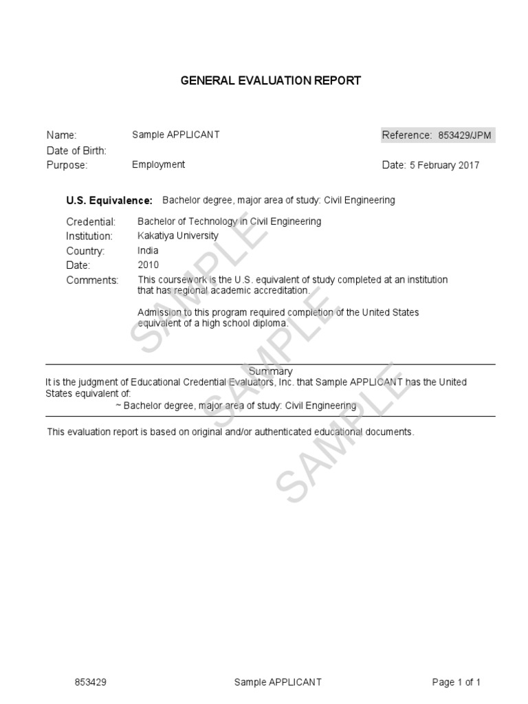Civil Engineering Degree Evaluation Report | PDF | Diploma | Academic ...