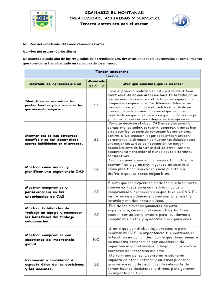 Tercerra Entrevista Con El Asesor | PDF | Creatividad | Aprendizaje