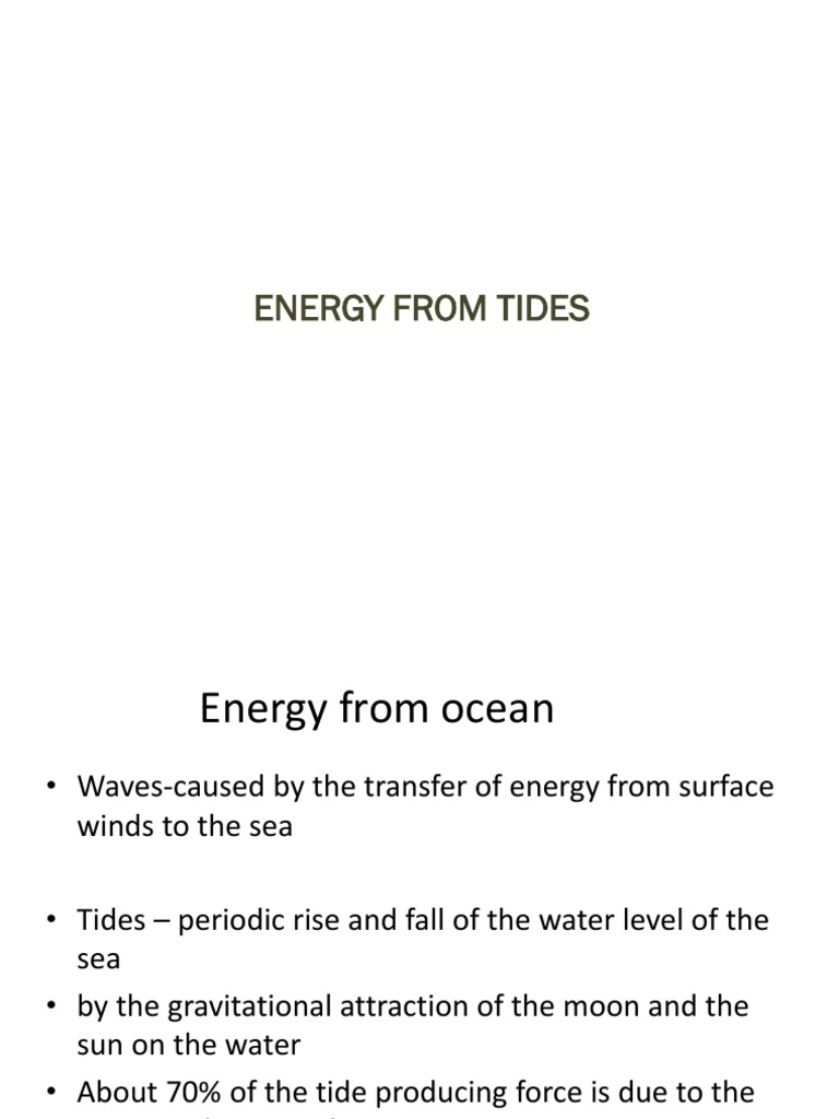 Energy From Tides | PDF | Tide | Moon