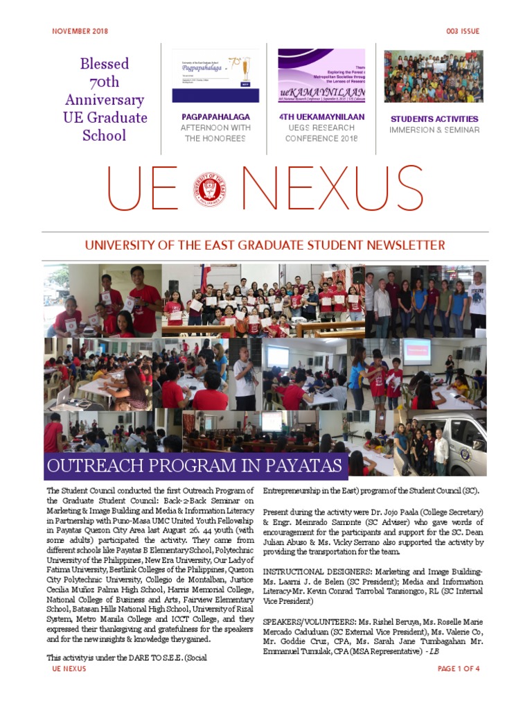 UE Graduate School Activities Update | PDF | Graduate School | Academia
