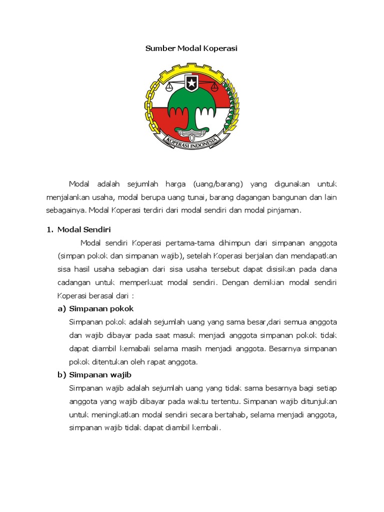 Sumber Modal Koperasi | PDF