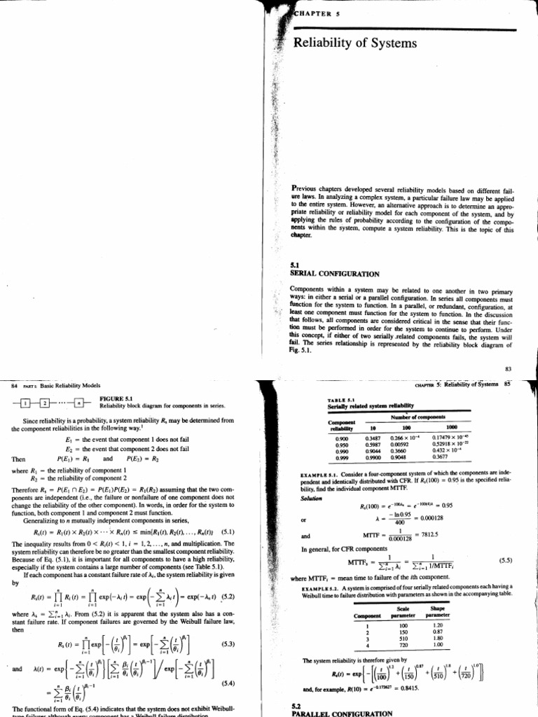 Reliability of Systems: Calculating Reliability for Components in Series | PDF | Reliability ...