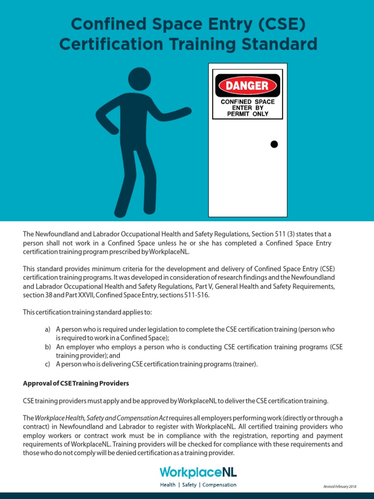 CSE Certification Training Standards | PDF | Occupational Safety And ...