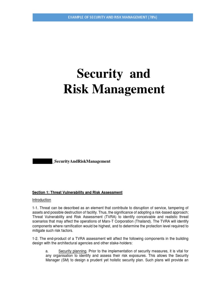 Security and Risk Management Example | PDF | Access Control | Risk ...