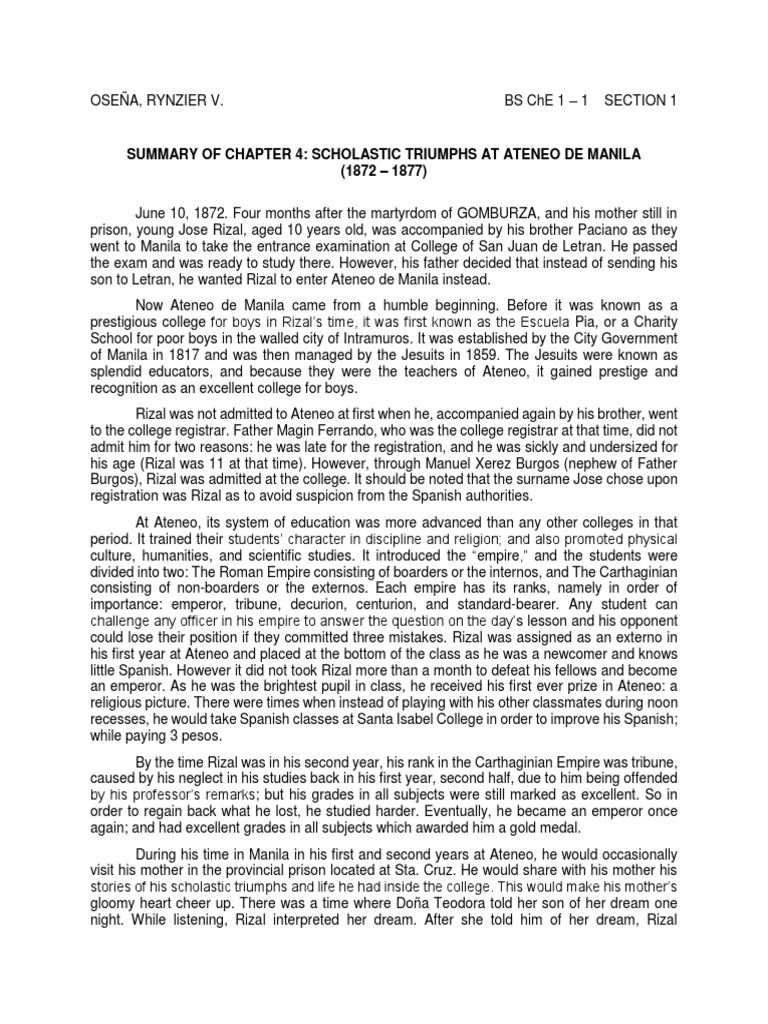 Summary of Chapter 4 and 5. Life and Works of Rizal