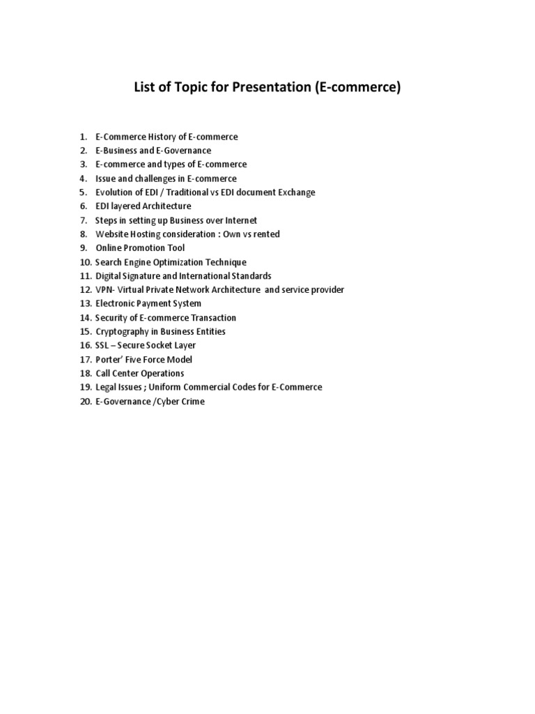 List of Topic for Presentation Ecommerce | E Commerce | Online Safety ...