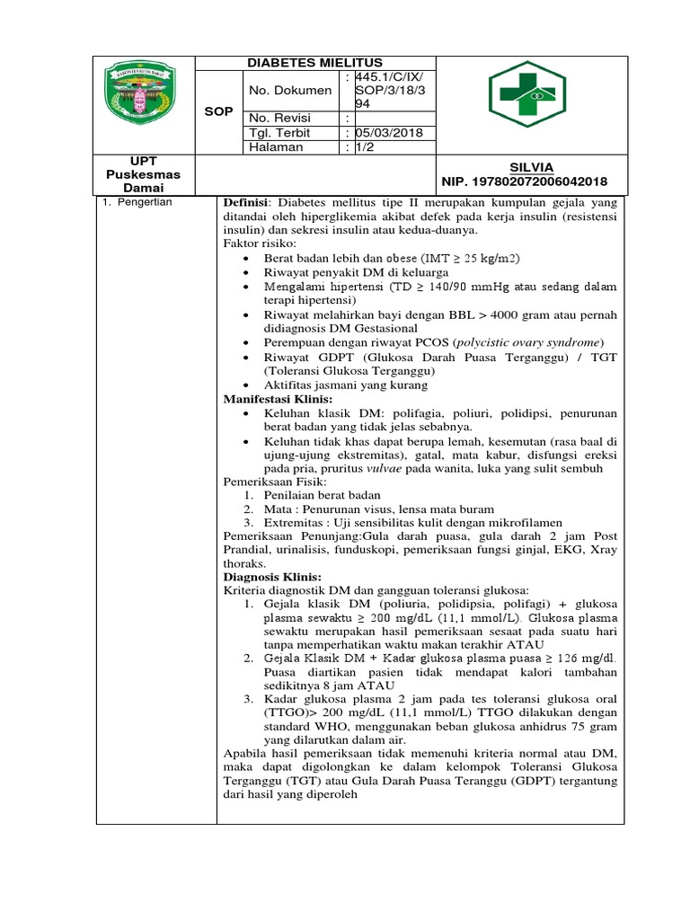 SOP DM Tipe 2 | PDF