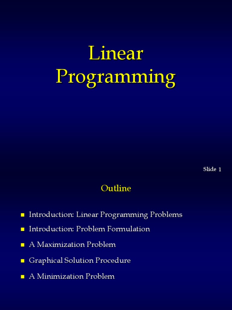 Introduction To Linear Programming | PDF | Linear Programming ...