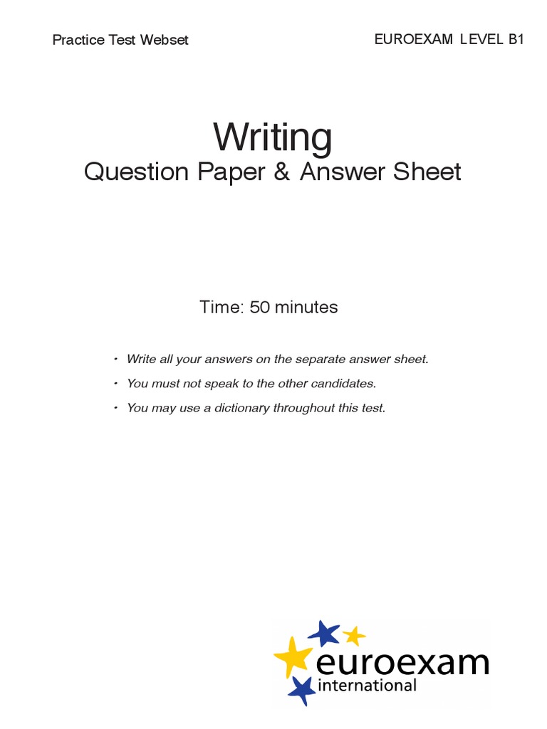 B1 Writing Exam: Question Paper & Answers | PDF | Language Arts ...