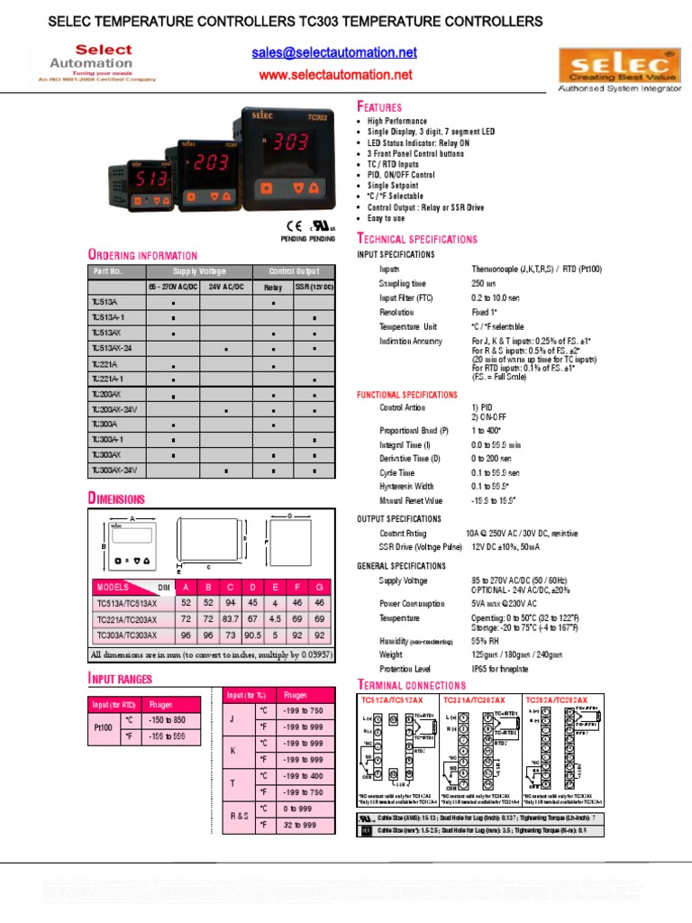 TC303 Temprature Controllers | PDF | Relay | Electromagnetism