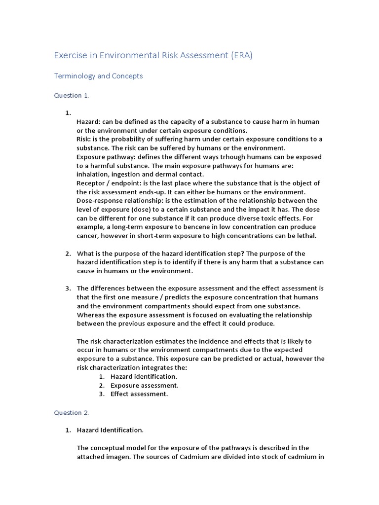 Exercise in Environmental Risk Assessment | PDF | Risk Assessment | Hazards