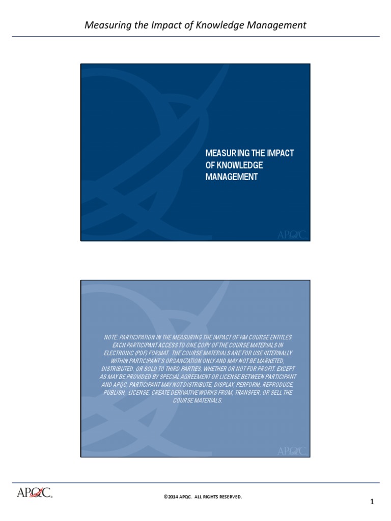 APQC-Knowledge Management Impact Measurement | PDF | Knowledge ...
