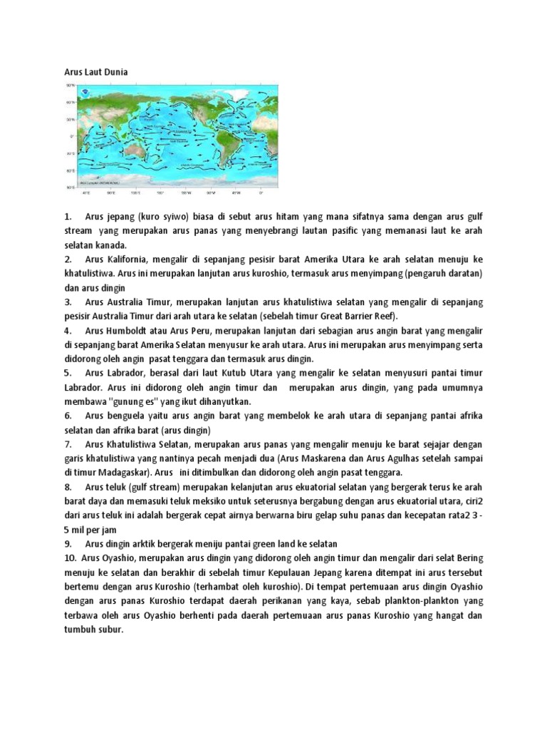 "Arus Laut Dunia: Jenis dan Pengaruhnya" | PDF