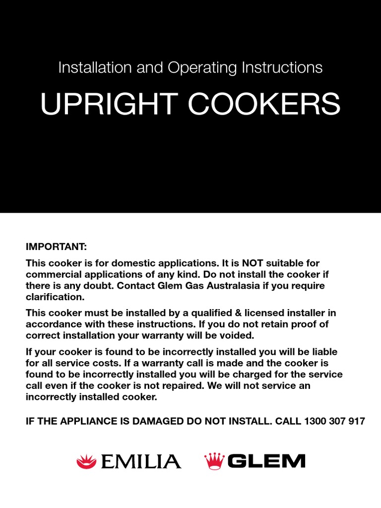 Upright Cookers: Installation and Operating Instructions | Download ...