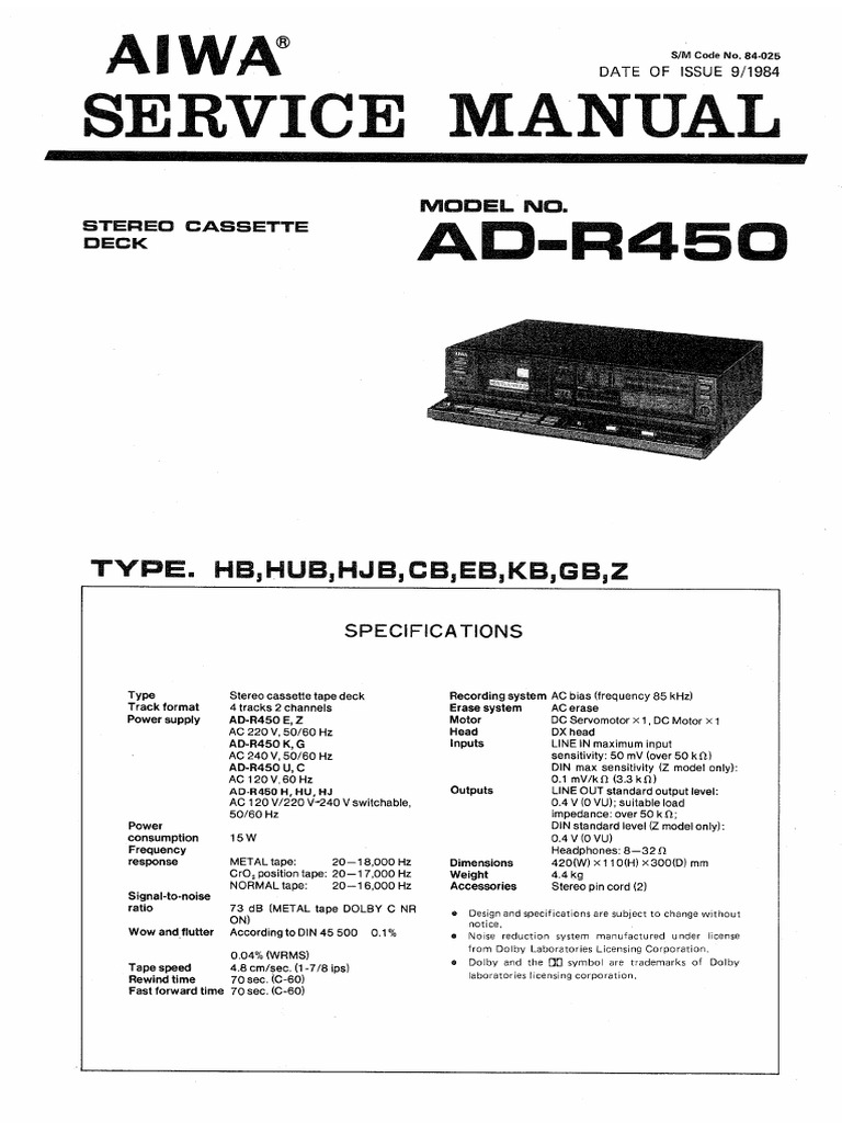 Aiwa Ad-R450 PDF | PDF