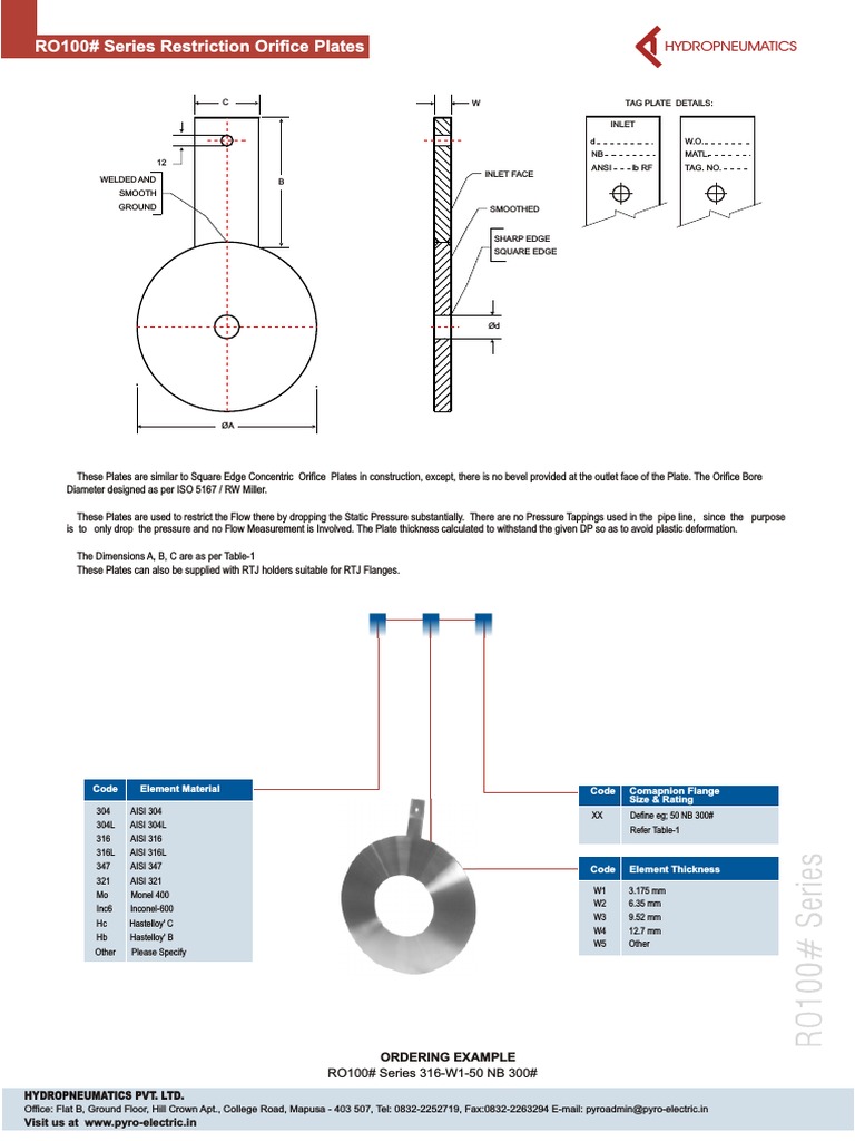 Restriction Orifice Plates PDF | PDF | Continuum Mechanics | Mechanical ...