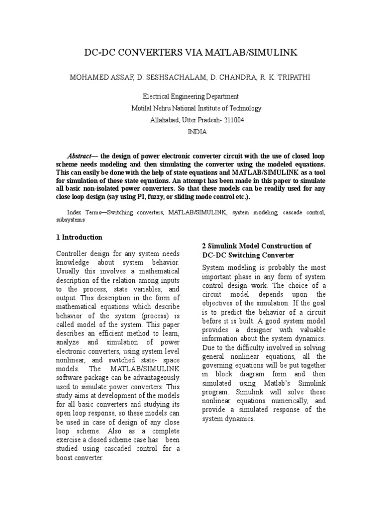 DC-DC Converters Via Matlab/Simulink | PDF | Control Theory | Electrical Network