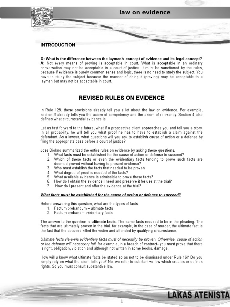 Evidence (Complete) LAKAS ATENISTA | PDF | Burden Of Proof (Law ...