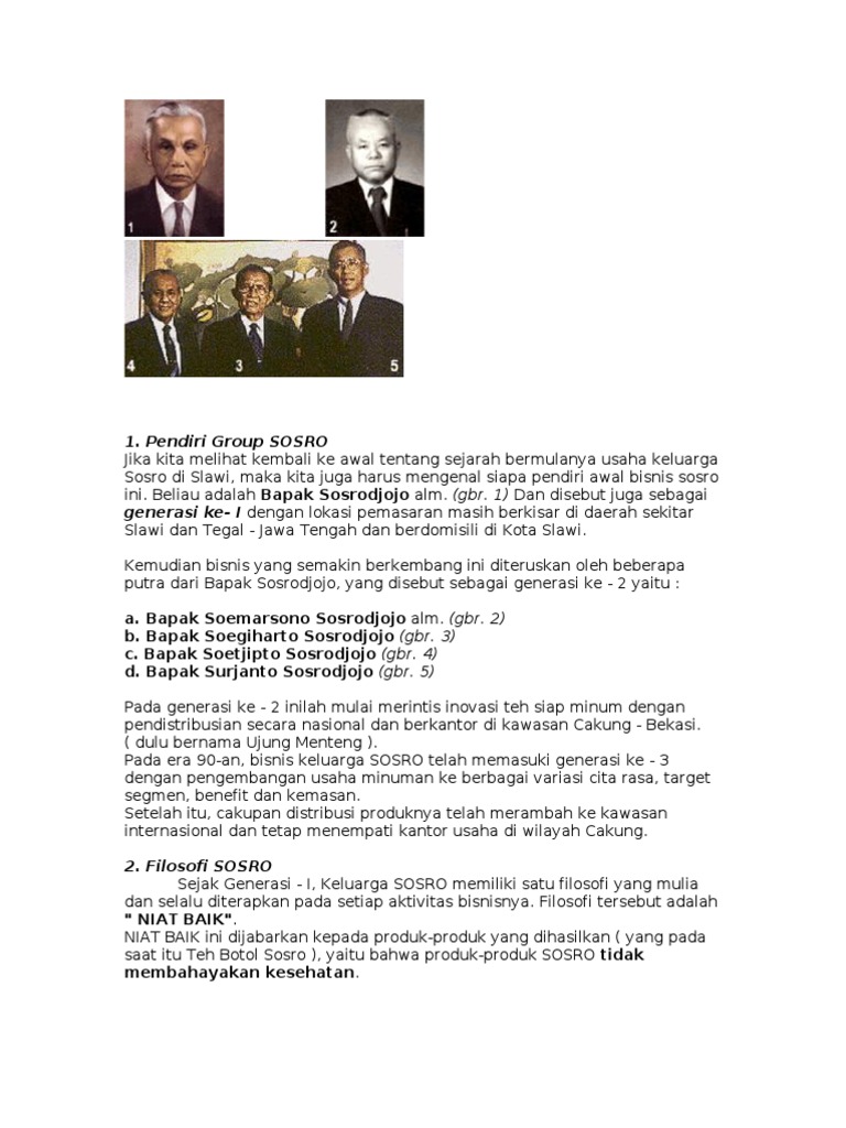 SEJARAH PENDIRI DAN PENGEMBANGAN BISNIS SOSRO | PDF