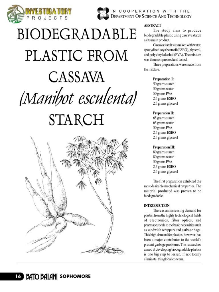 Biodegradable Plastic from Cassava Starch | PDF | Plastic | Biodegradation