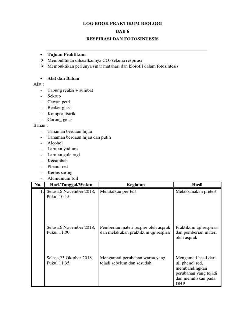 Log Book Praktikum Biologi | PDF
