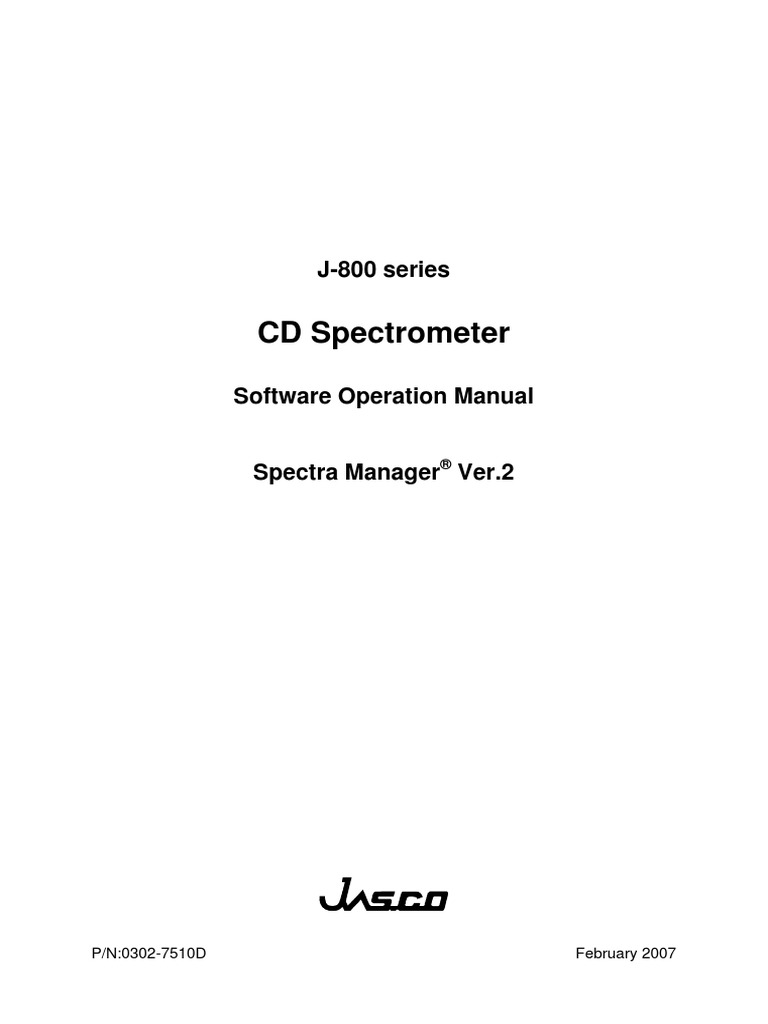 Jasco J-800 Series Users Guide | PDF | Spectrum | Menu (Computing)