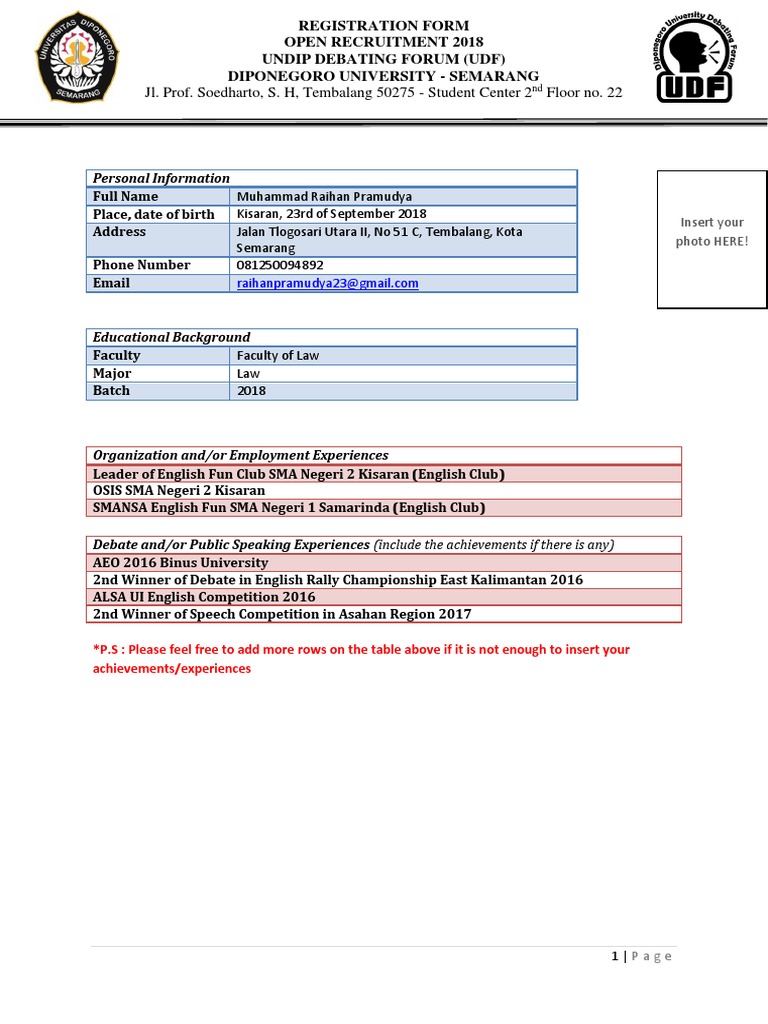 Registration Form Oprec UDF 2018 | PDF | Tariff | China