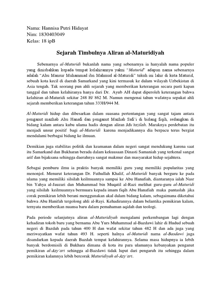 Aliran Maturidiyah | PDF | Agama & Spiritualitas