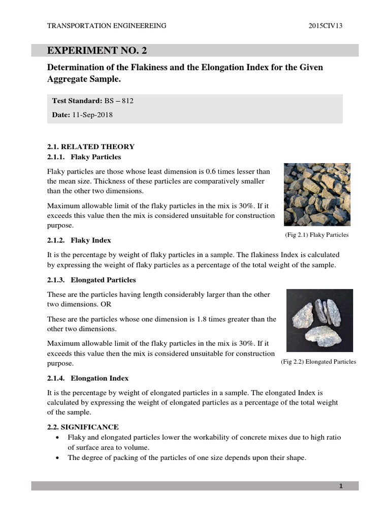 Determination of The Flakiness and The Elongation Index For The Given ...