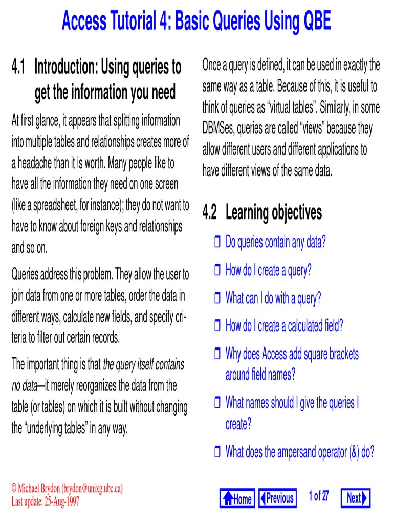 4.1 Introduction: Using Queries To Get The Information You Need ...