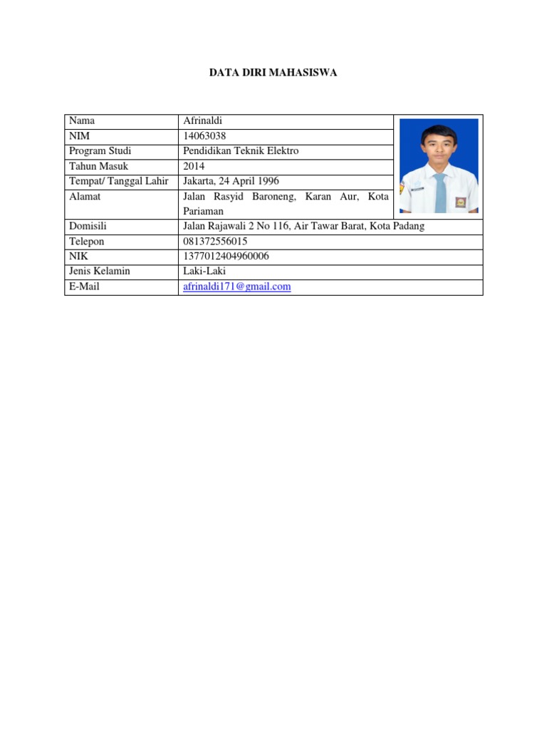 Data Diri Mahasiswa | PDF