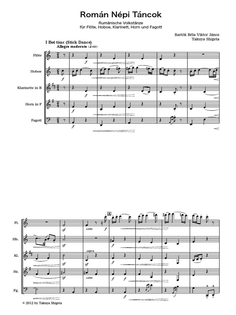 Bartok - Romanian Folk Dances (Wind Q5) PDF | PDF