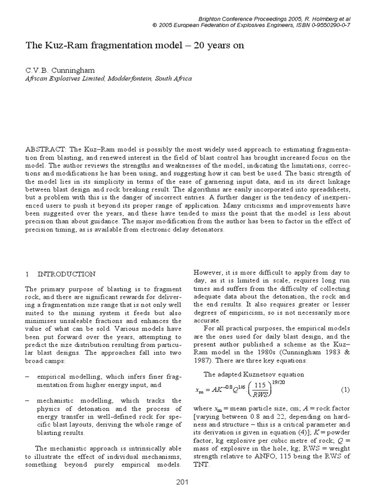The Kuz Ram Fragmentation Model 20 Years On - C. Cunningham - EFEE-2005 ...