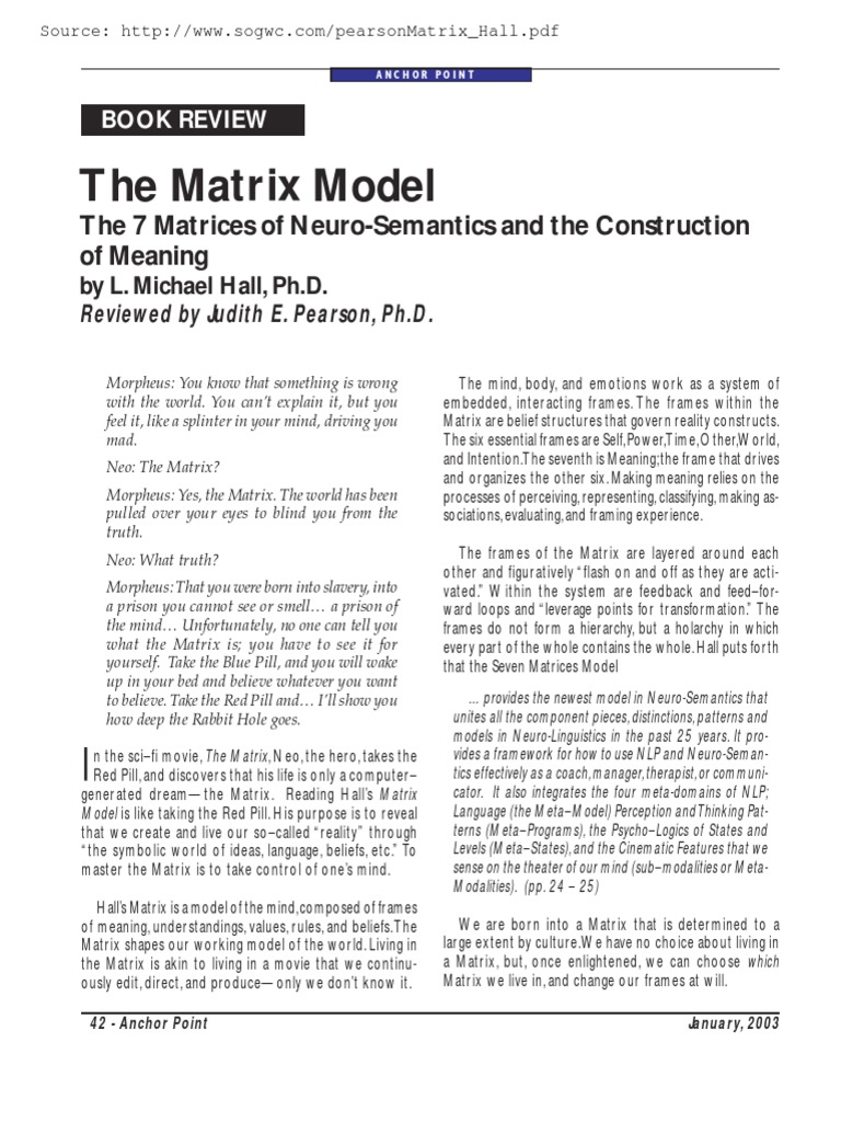 Michael Hall - NlpWeb - Matrix Model | PDF | Self | Thought