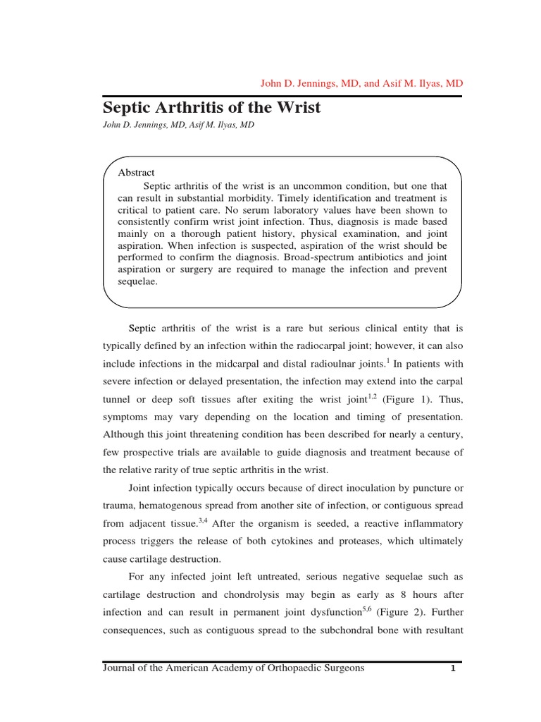 Septic Arthritis of The Wrist ENG | PDF | Arthritis | Sepsis