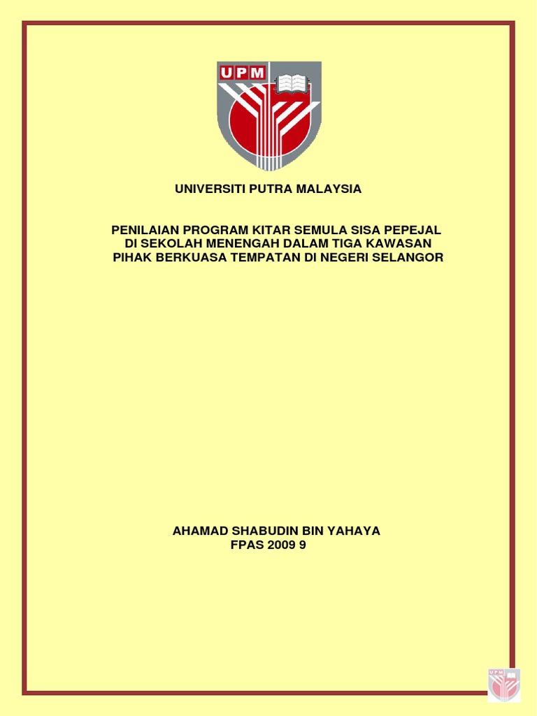 Penilaian Program Kitar Semula Sisa Pepejal Pdf