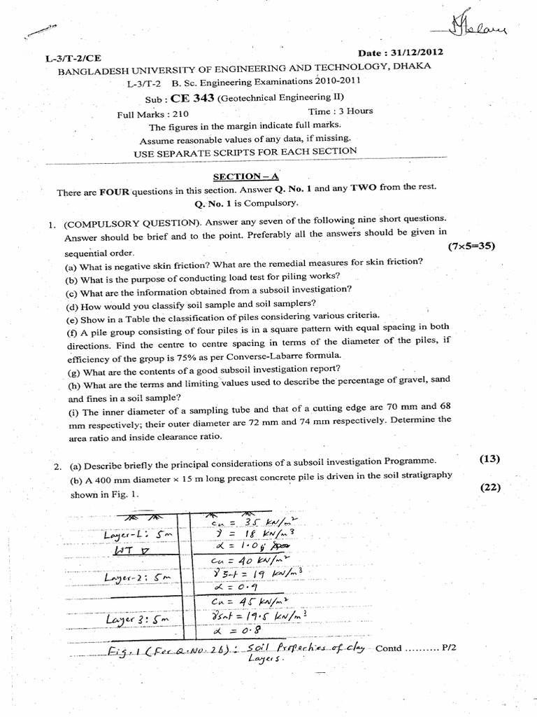 CE-441 Foundation Engineering (2010-2016) | PDF | Deep Foundation | Solid Mechanics