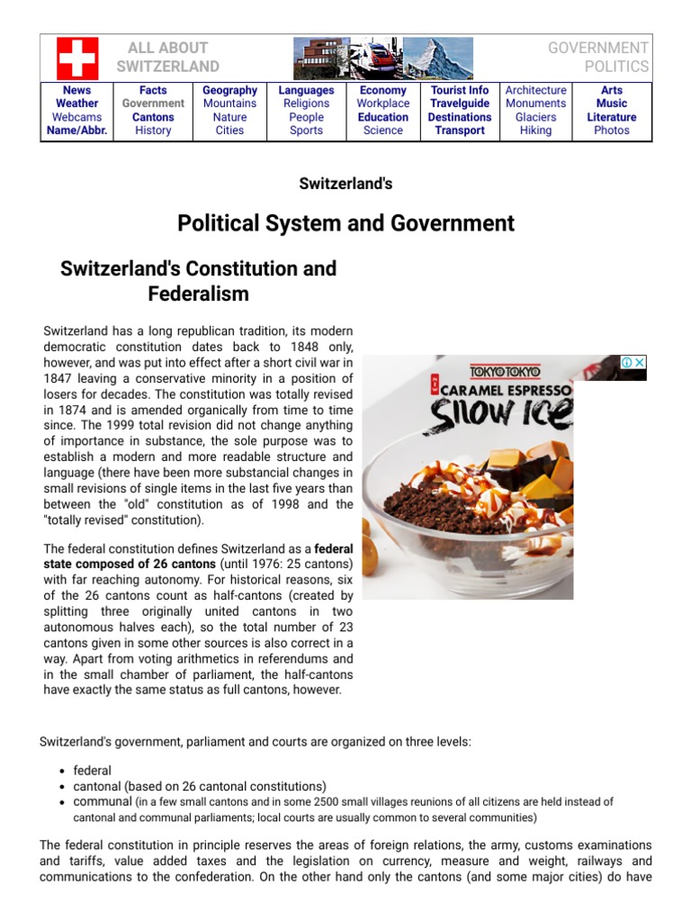 Switzerland's Government and Politics | PDF | Switzerland | Member Of ...