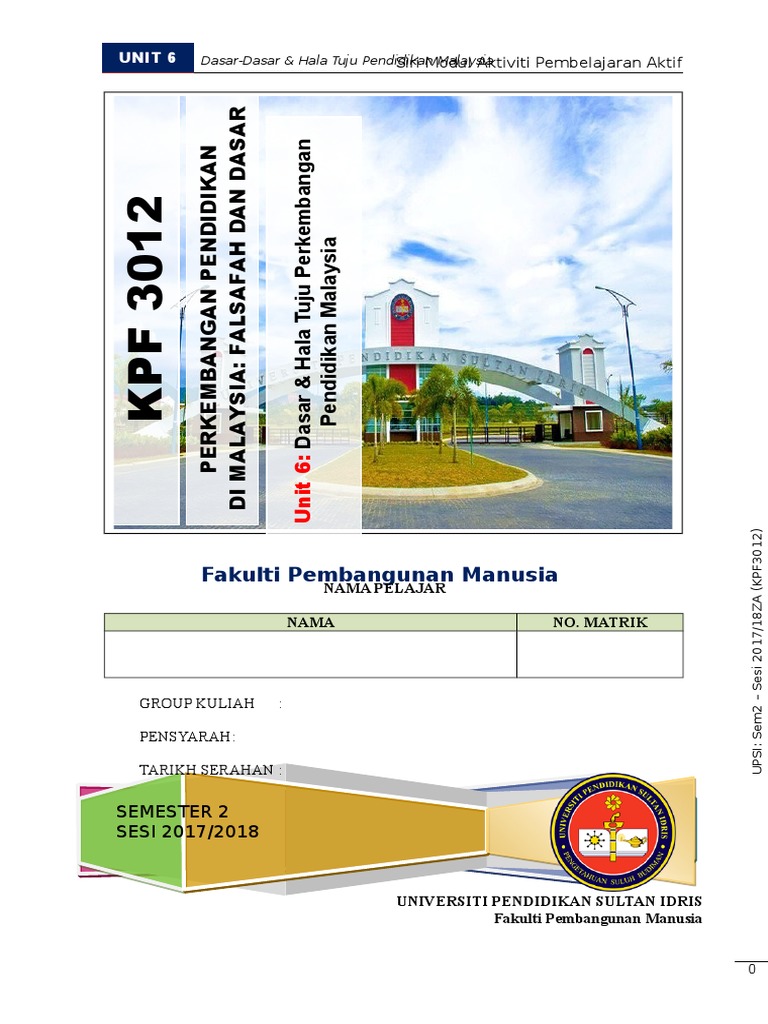 UNIT 6 Dasar & Hala Tuju Pend | PDF