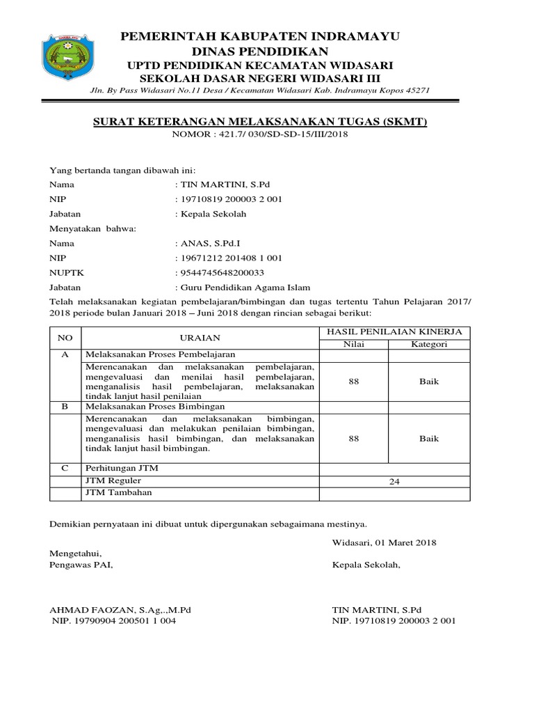 Contoh SKMT 2018 | PDF
