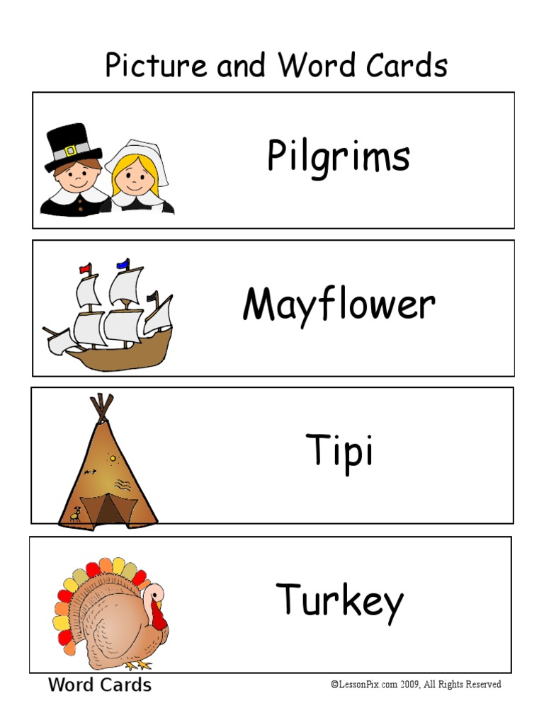 Thanksgiving Word Cards for Kids | PDF