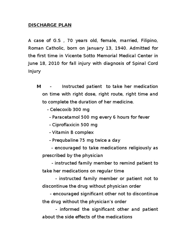 Discharge Plan | PDF | Patient | Medicine