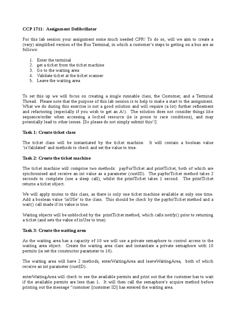 CCP 1711: Assignment Defibrillator | PDF | Constructor (Object Oriented ...