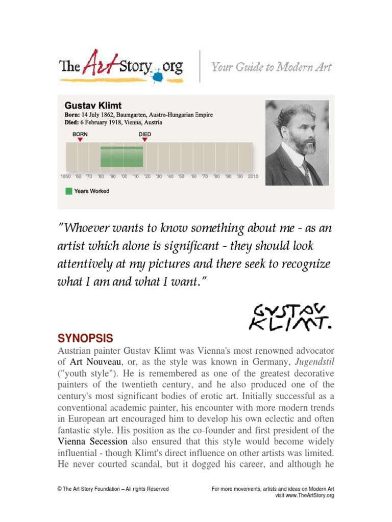 ARTH208 2.3.2 Gustav Klimt PDF | PDF | Gustav Klimt | Art Media