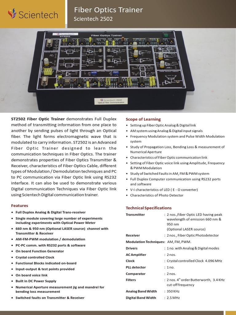 Scientech 2502 | PDF | Optical Fiber | Modulation