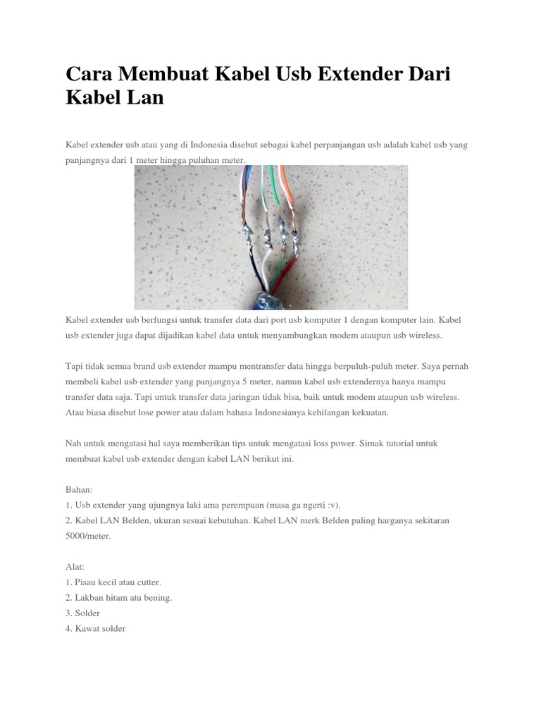 DIY USB EXTENSION CABLE FROM LAN CABLE | PDF