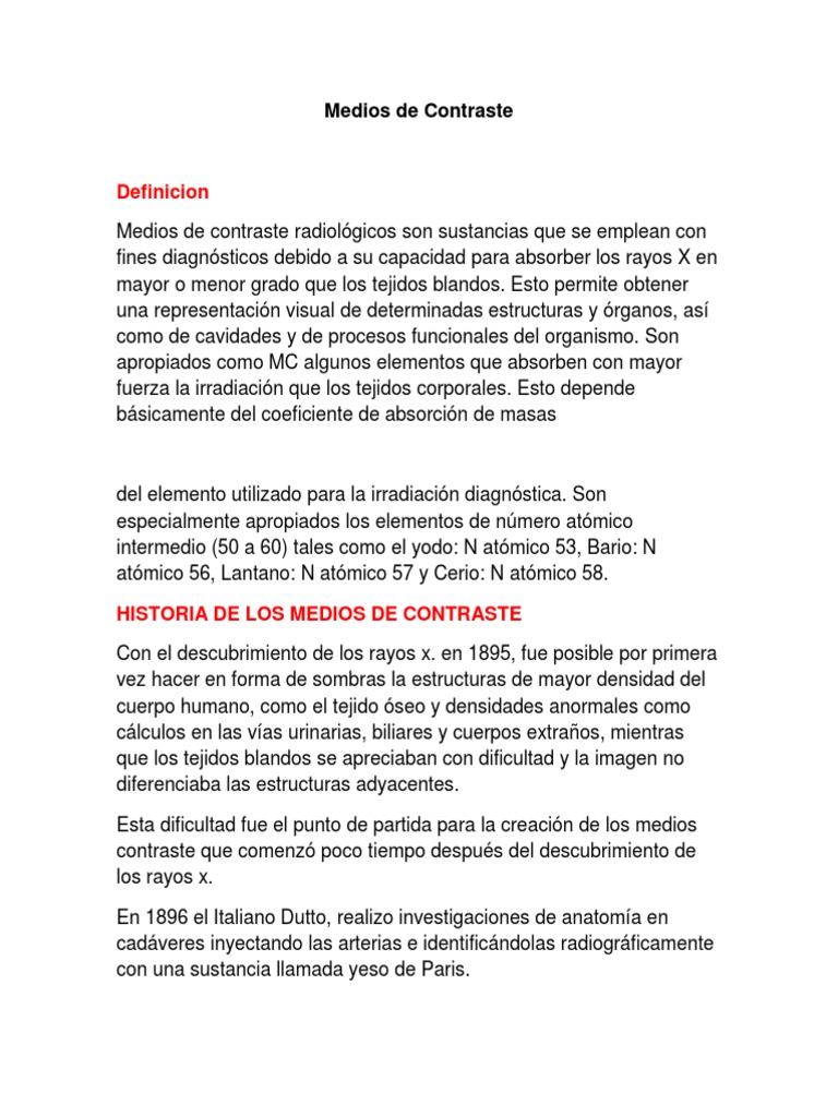 Medios de Contraste | PDF | Ion | Rayo X