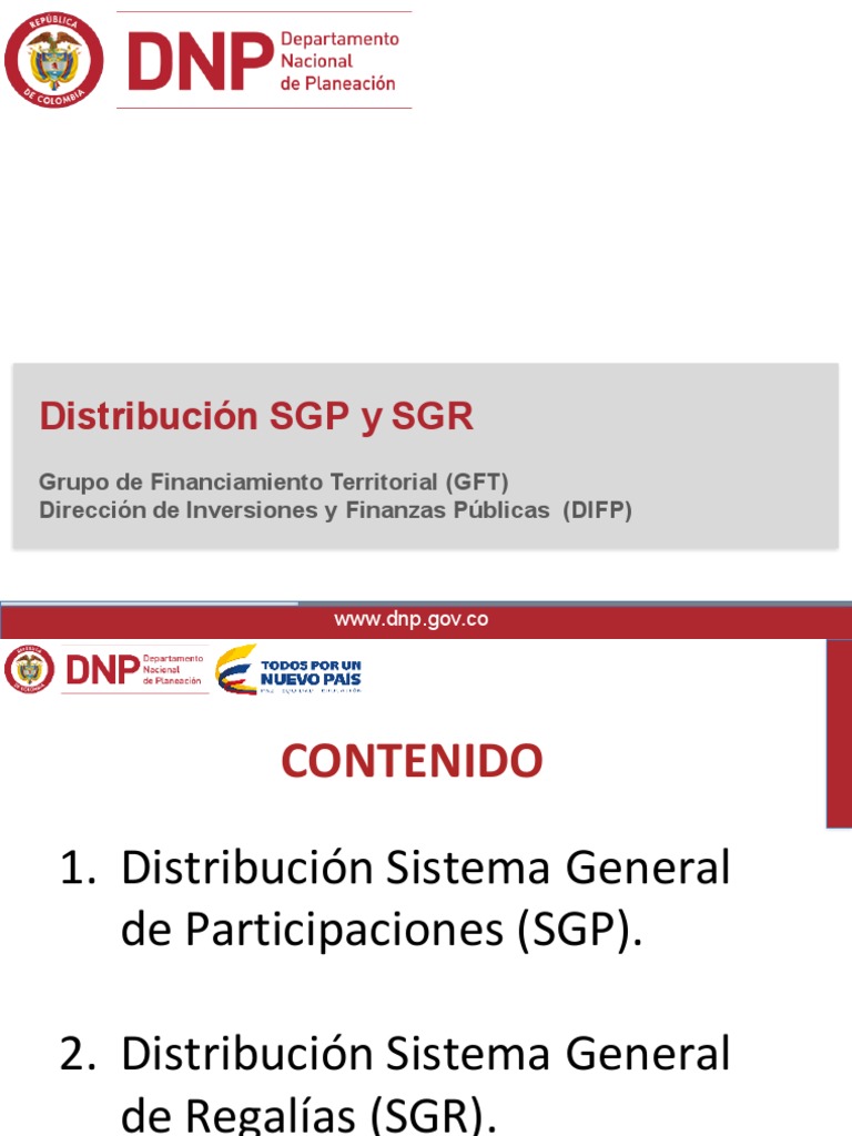 SGP y SGR, DNP | PDF | Presupuesto | Regulación