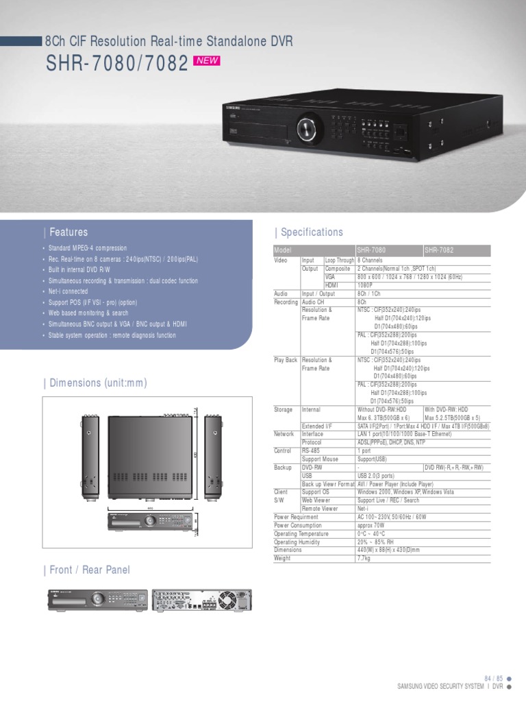 SHR-5160/5162 SHR-7080/7082: 16Ch Standalone DVR 8Ch CIF Resolution ...